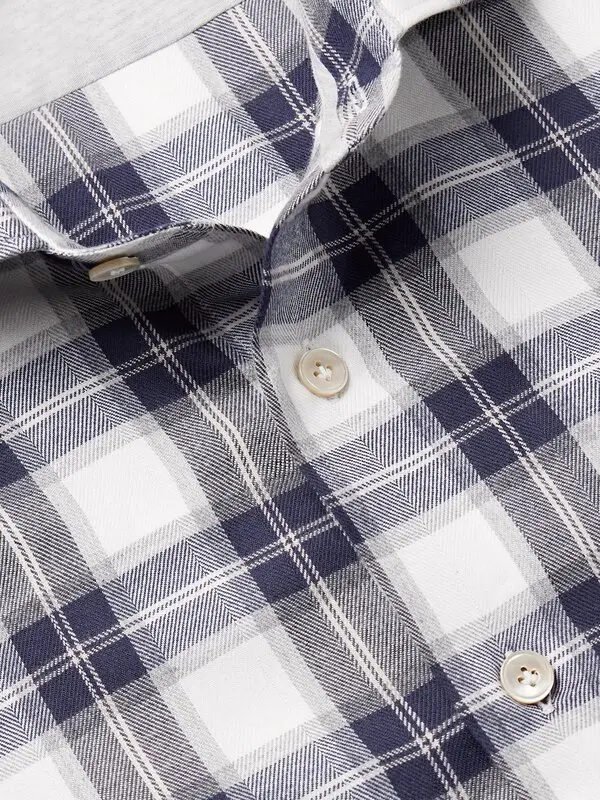 Eleventy Checked Cotton And Lyocell-blend Flannel Shirt