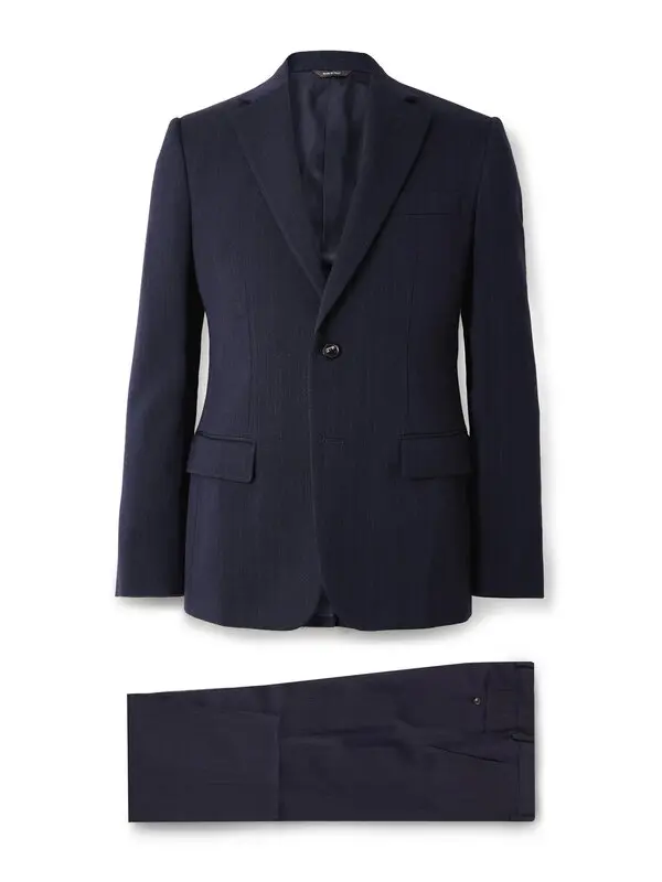 Loro Piana International Pinstriped Virgin Wool Suit - Blue