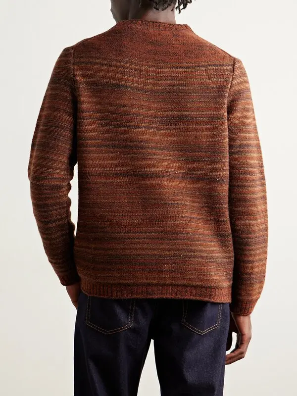 Inis Meáin Striped Merino Wool And Cashmere-blend Sweater
