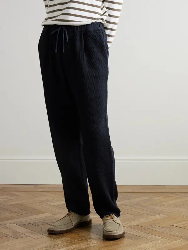 Barena Venezia Straight-leg Ribbed-knit Drawstring Trousers