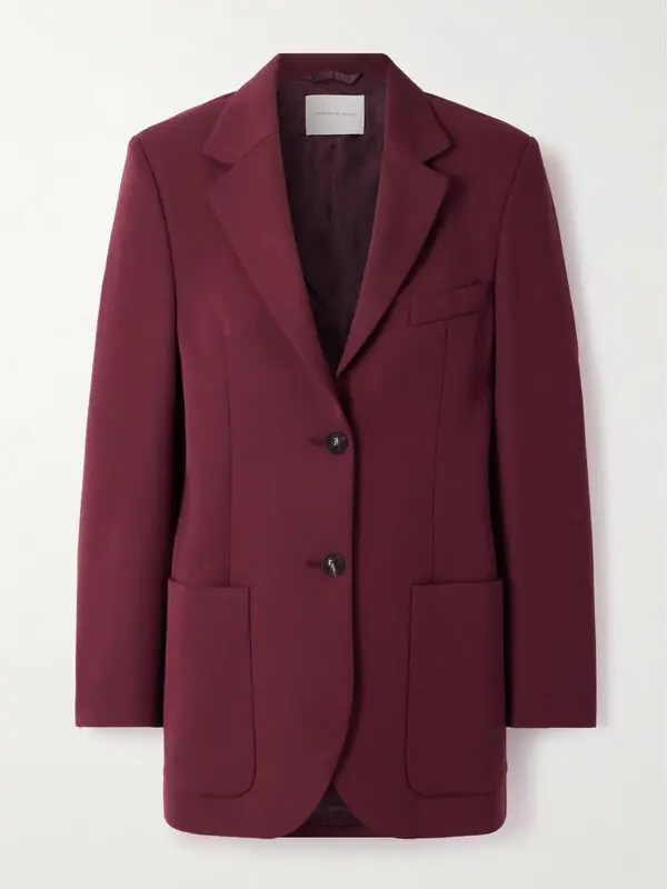 Veronica De Piante Sebastian Oversized Grain De Poudre Wool Blazer - Burgundy
