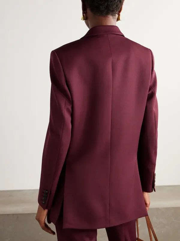 Veronica De Piante Sebastian Oversized Grain De Poudre Wool Blazer - Burgundy