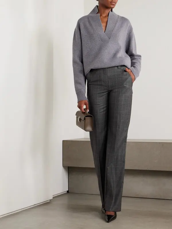 Veronica De Piante Avery Prince Of Wales Checked Wool Straight-leg Pants