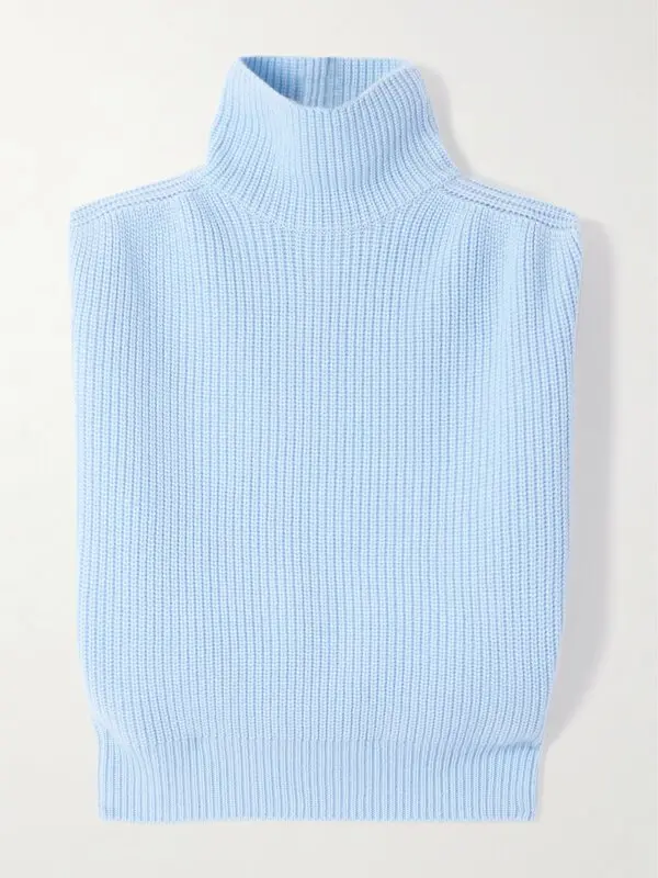 Sasuphi Ribbed Cashmere Turtleneck Vest - Blue