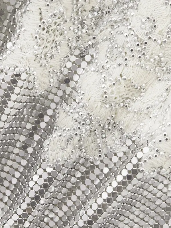 Rabanne Lace-trimmed Chainmail Blouse