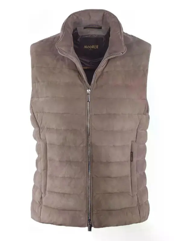 MOORER Padded Sleeveless Gilet - Brown