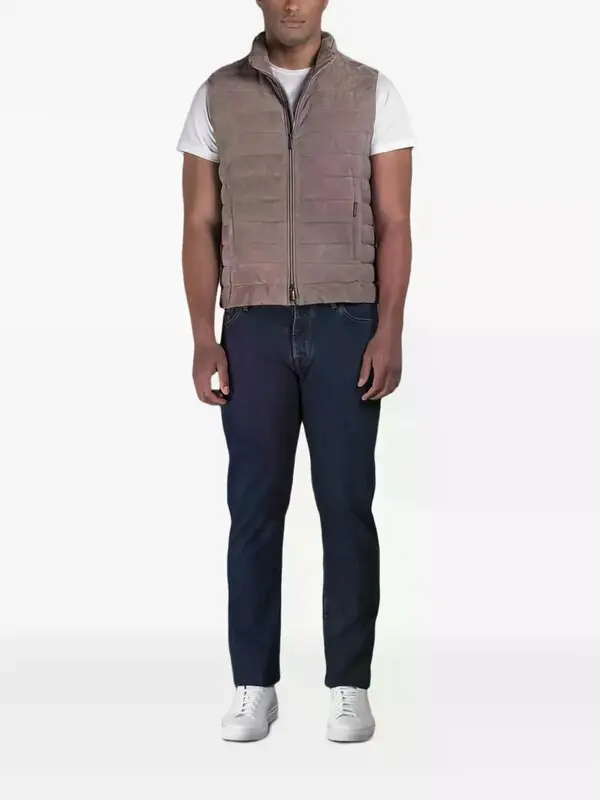 MOORER Padded Sleeveless Gilet - Brown