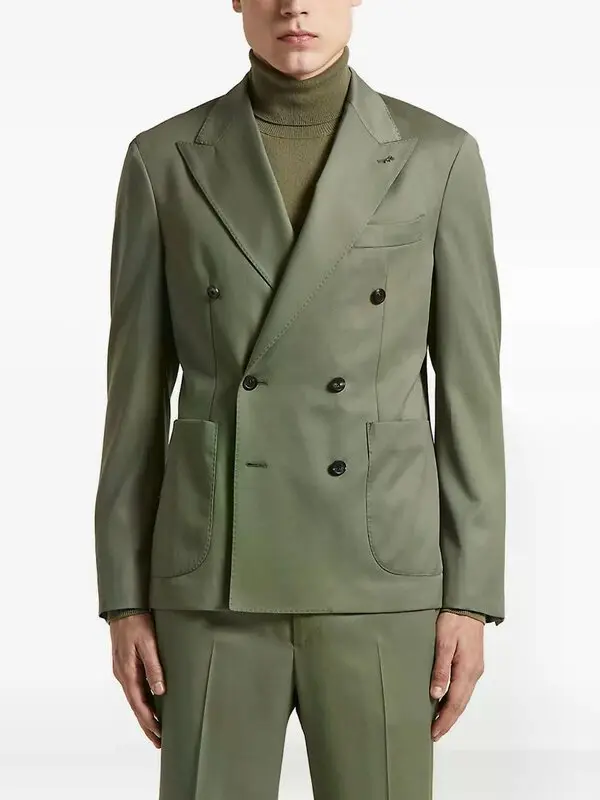 Peserico Double-breasted Patch-pocket Jacket - Green
