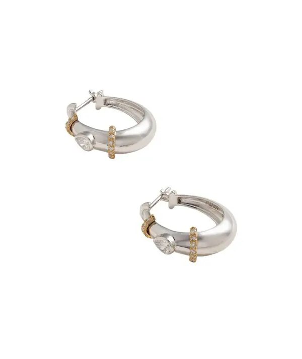 L'ATELIER NAWBAR L’atelier Nawbar Buoy Diamond Hoop Earrings - Silver