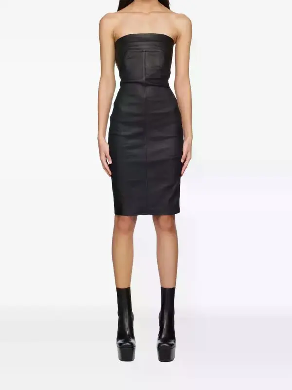 Rick Owens Strapless Leather Mini Dress