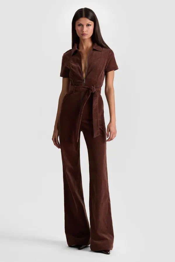 Alice + Olivia Corduroy Jumpsuit - Brown / Pink / Yellow