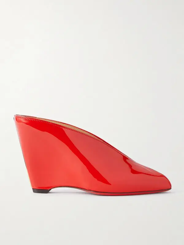 FERRAGAMO Alicia Patent-leather Wedge Mules - Red