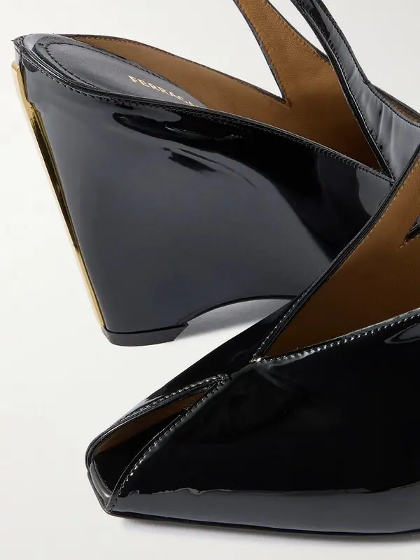 FERRAGAMO Arcadia Patent-leather Pumps - Black