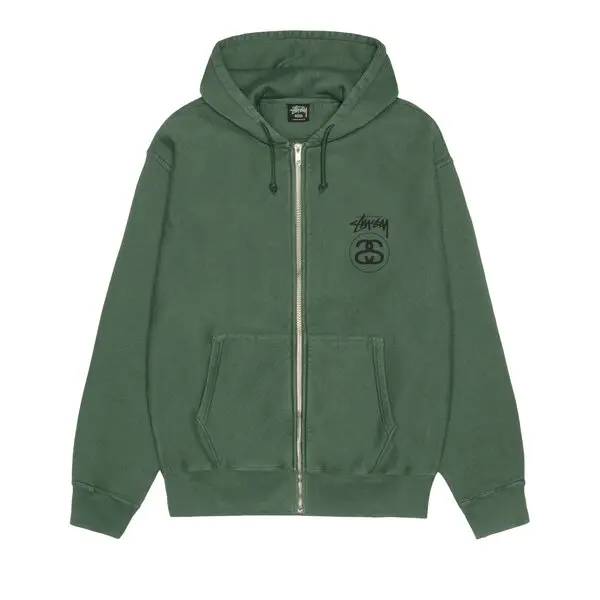 StÜssy Stock Link Zip Hoodie - Green