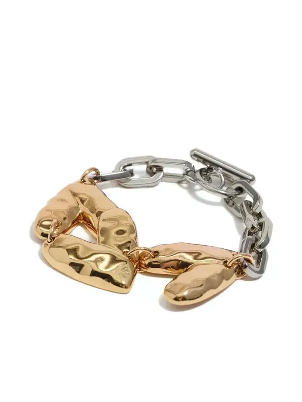 Bimba Y Lola Textured Hearts Bracelet - Gold