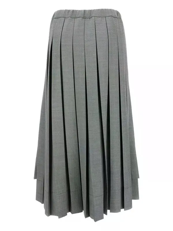 Plan C Asymmetric Pleated Skirt - Grey