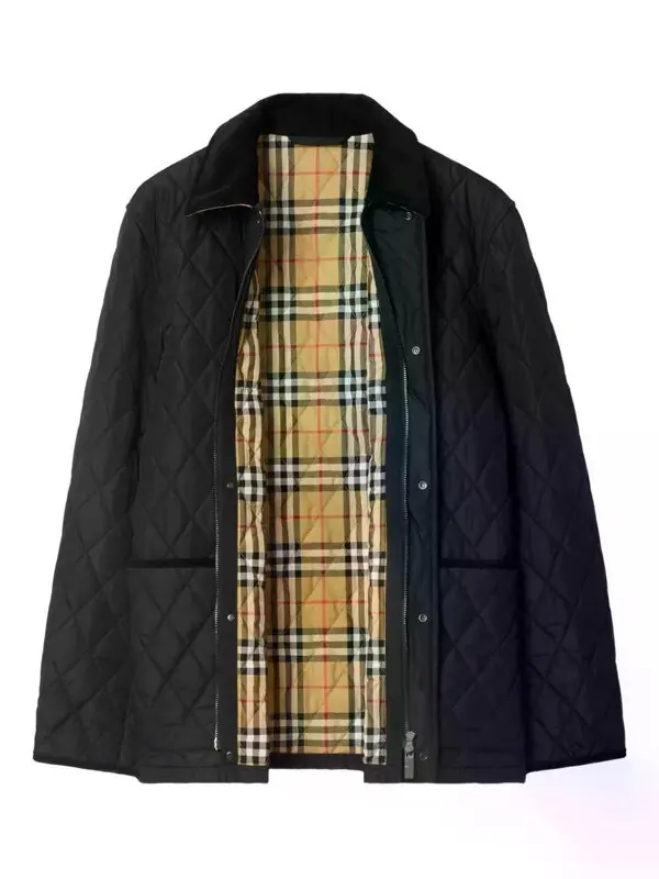 Burberry Quilted Barn Jacket With Checked Lining - Black