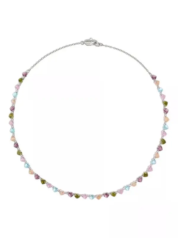Bimba Y Lola Crystal Heart Necklace - Silver