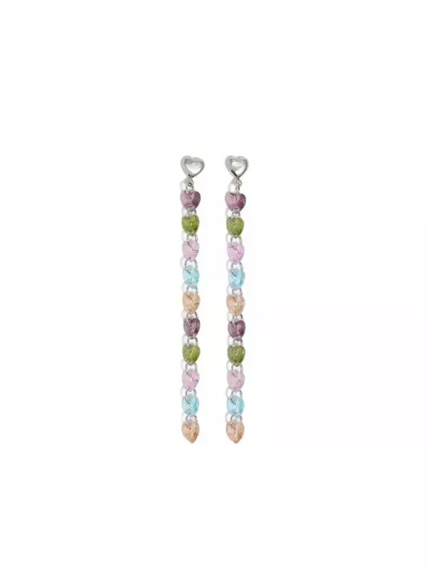 Bimba Y Lola Crystal Heart Drop Earrings - Silver