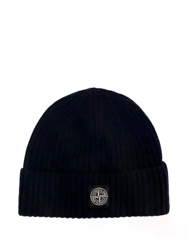 Stone Island Logo-patch Beanie - Blue