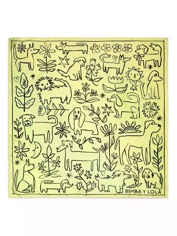 Bimba Y Lola Dog-sketch Scarf - Yellow