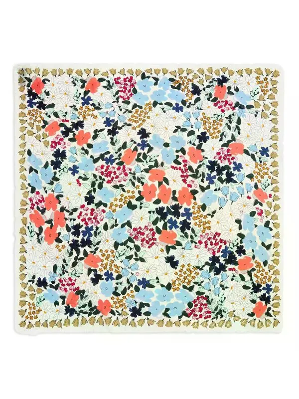 Bimba Y Lola Floral-print Border Shawl Scarf - Neutrals