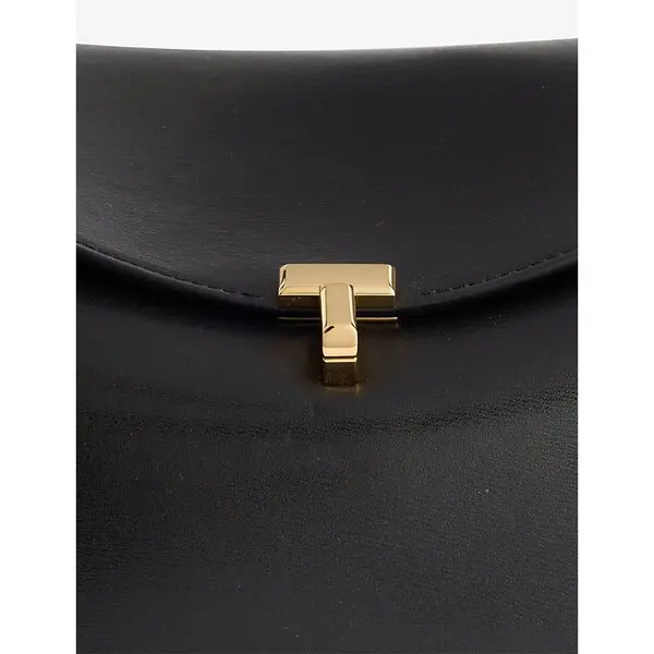 TOTEME T-lock Leather Top Handle Bag - Black
