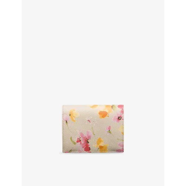 Prada Floral-print Leather Wallet - Neutral