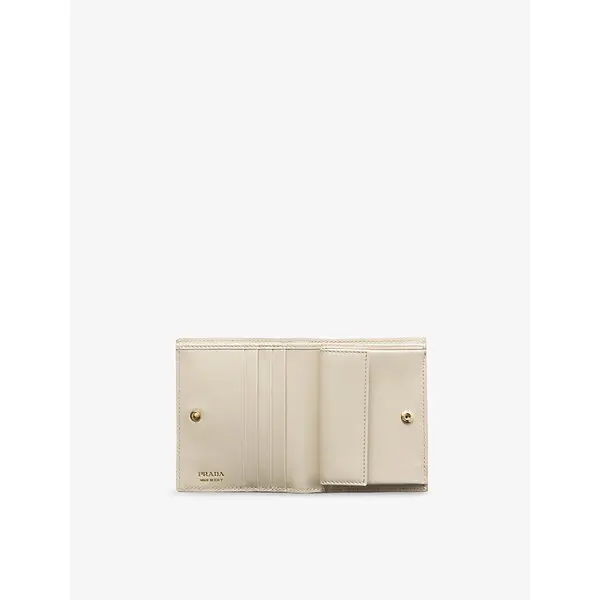 Prada Floral-print Leather Wallet - Neutral
