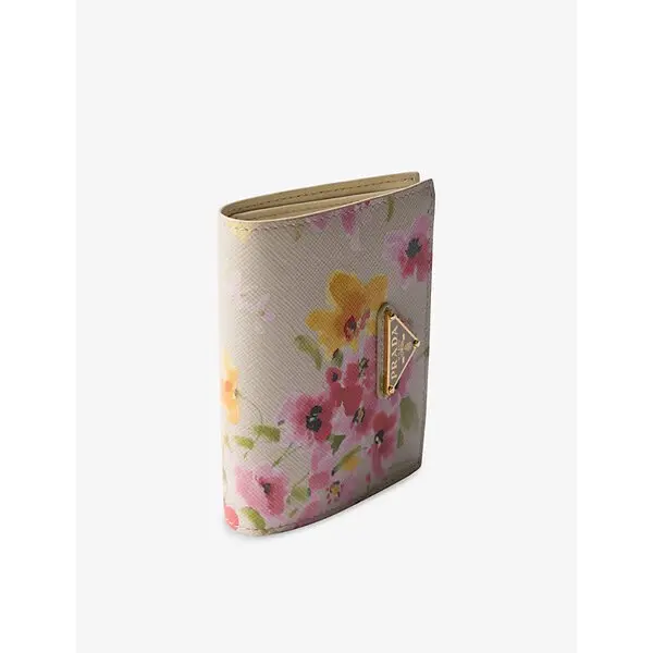 Prada Floral-print Leather Wallet - Neutral