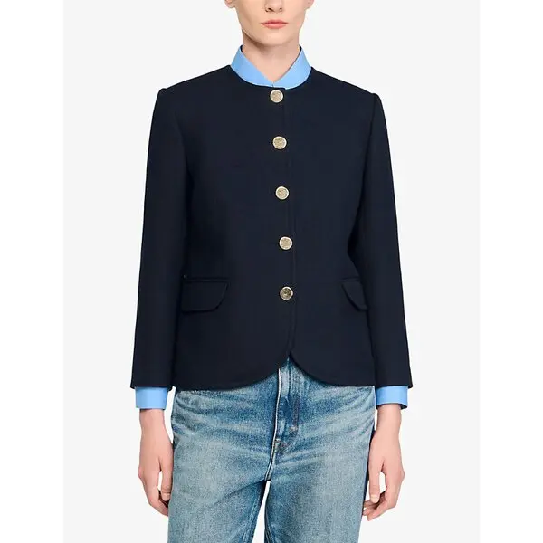 Sandro Regular-fit Woven Jacket - Navy Blue