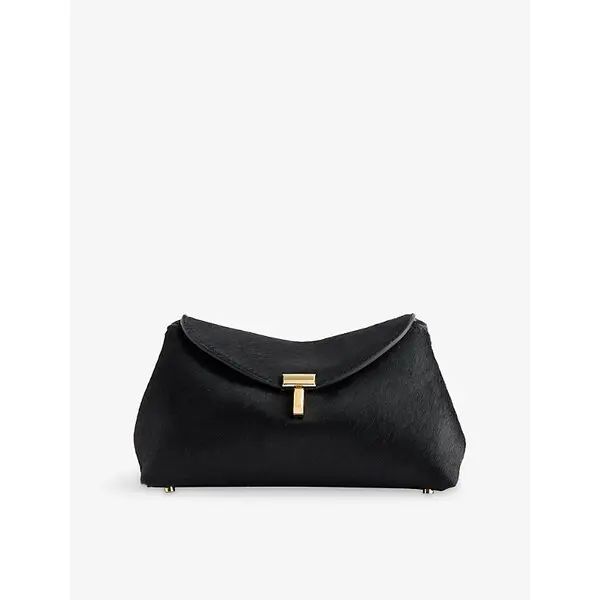 TOTEME T-lock Pony Hair Leather Clutch - Black