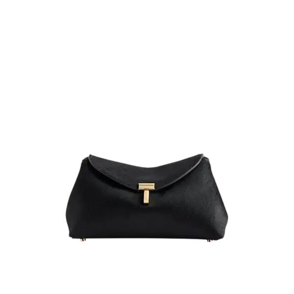 TOTEME T-lock Pony Hair Leather Clutch - Black