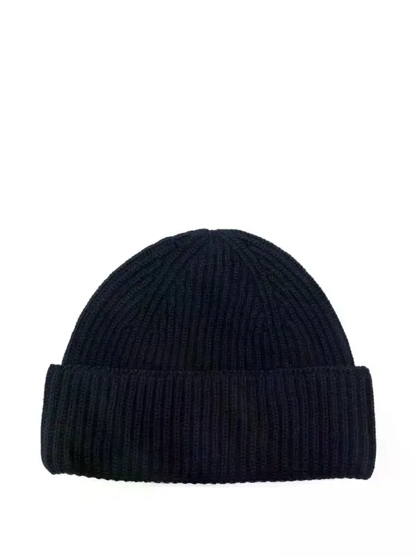 Maison Kitsuné Logo-embroidered Ribbed Beanie - Blue