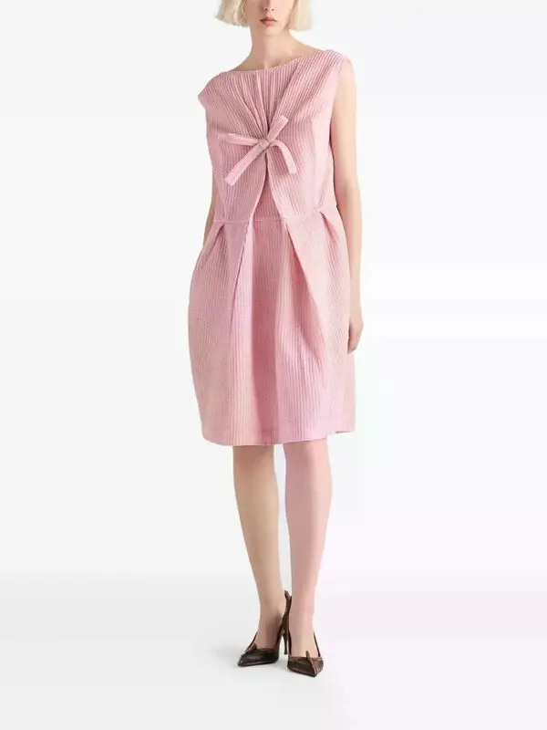 Prada Bow-detailed Pleated Dress