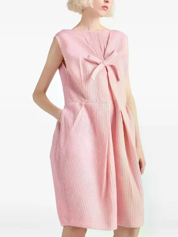 Prada Bow-detailed Pleated Dress