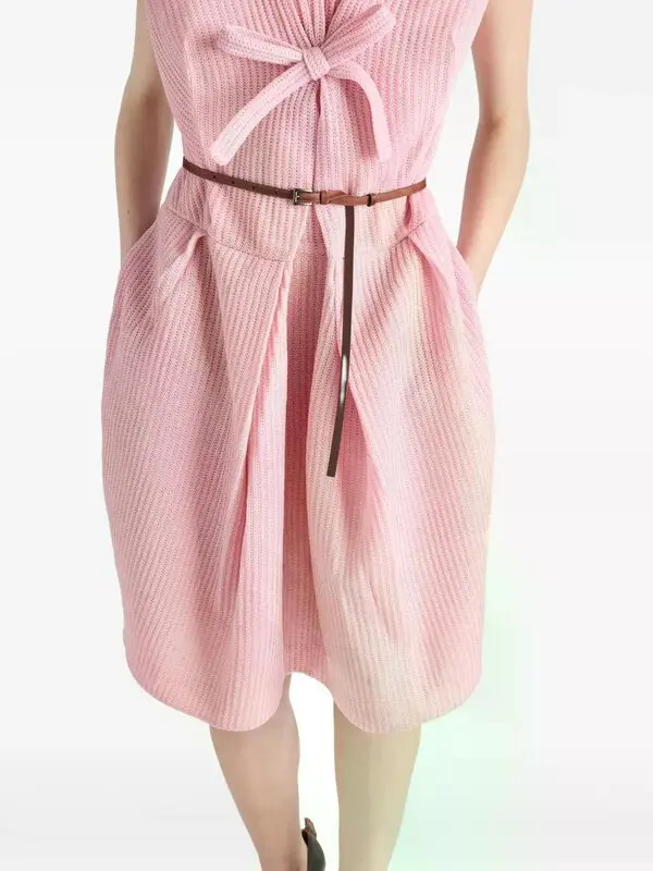Prada Bow-detailed Pleated Dress