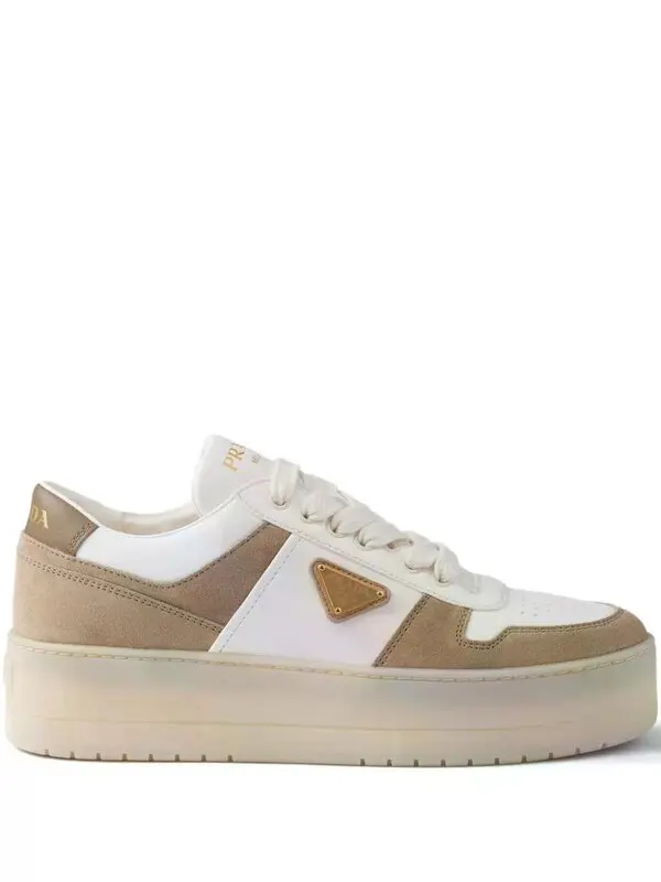 Prada Downtown Bold Leather Sneakers - White