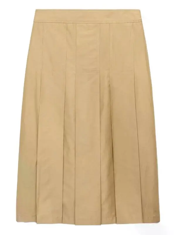 Prada Midi Skirt With Box Pleat And Kick Pleat