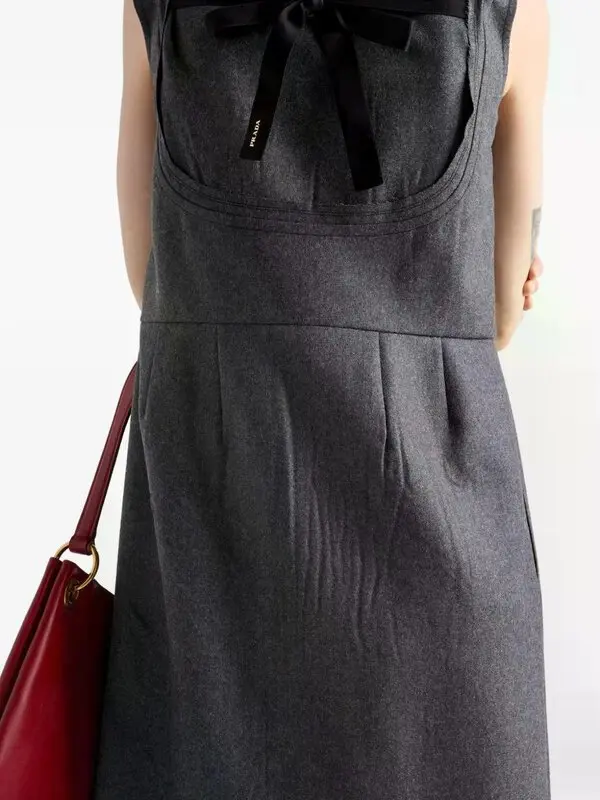 Prada Boat-neck Flannel Midi Dress