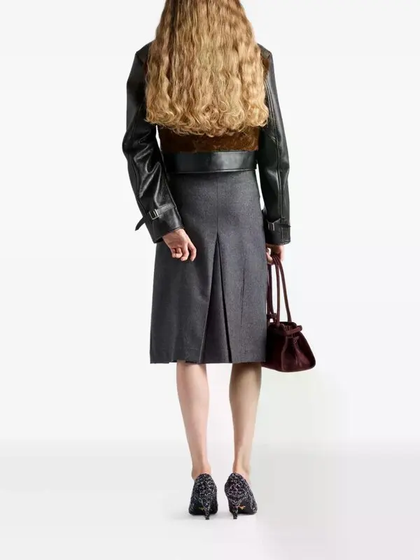 Prada Flannel Pleated Midi Skirt