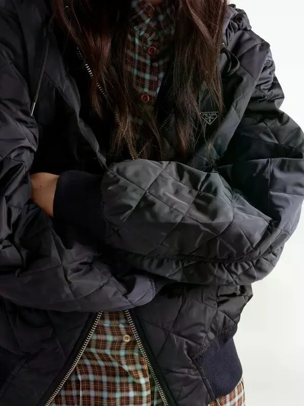 Prada Quilted Hooded Re-nylon Jacket - Blue