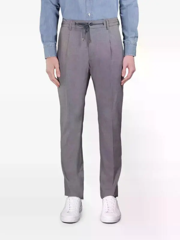 MOORER Drawstring Straight-leg Trousers - Grey
