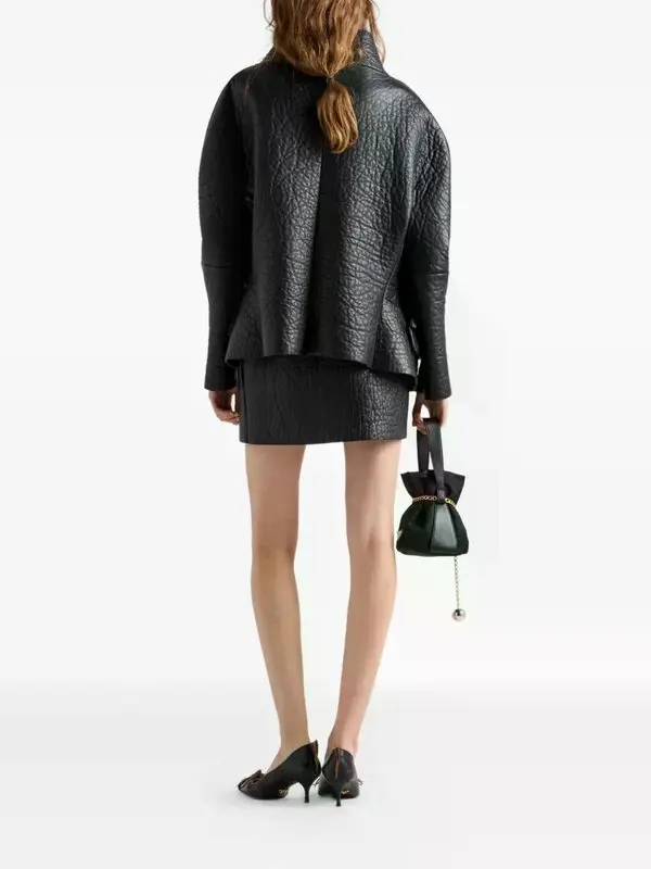 Prada Mini Textured Leather Skirt