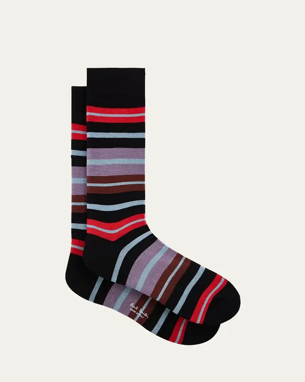 Paul Smith Kean Stripe Crew Socks - Black