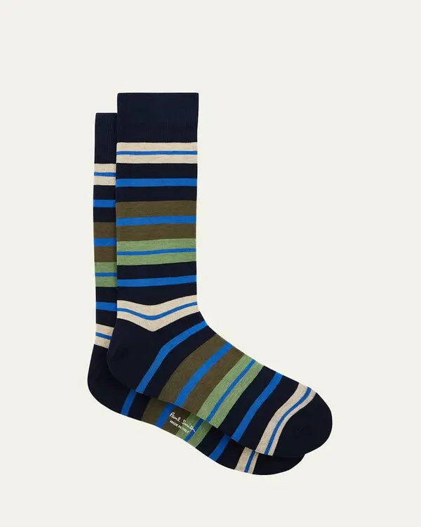 Paul Smith Kean Stripe Crew Socks - Navy