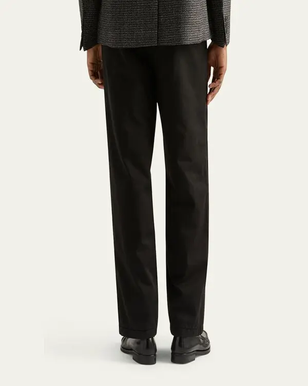 Prada Cotton Gabardine Flat-front Pants - Nero