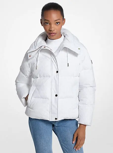Michael Kors Signature Logo Quilted Puffer Jacket - White
