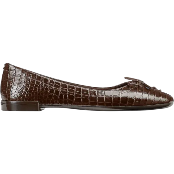 JIMMY CHOO Scarlett Croc Embossed Ballerina Flats - Brown