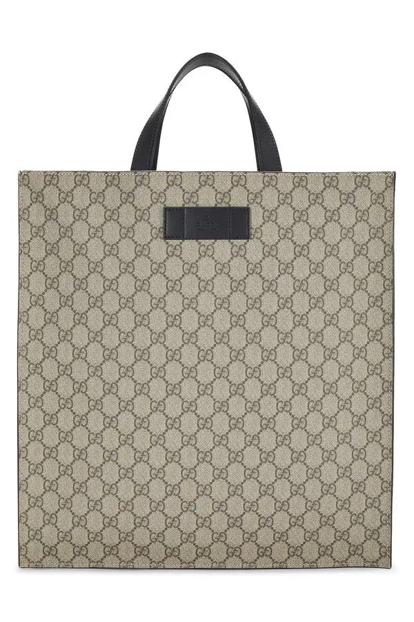 Gucci Gg Supreme Canvas Web Vertical Tote - Black